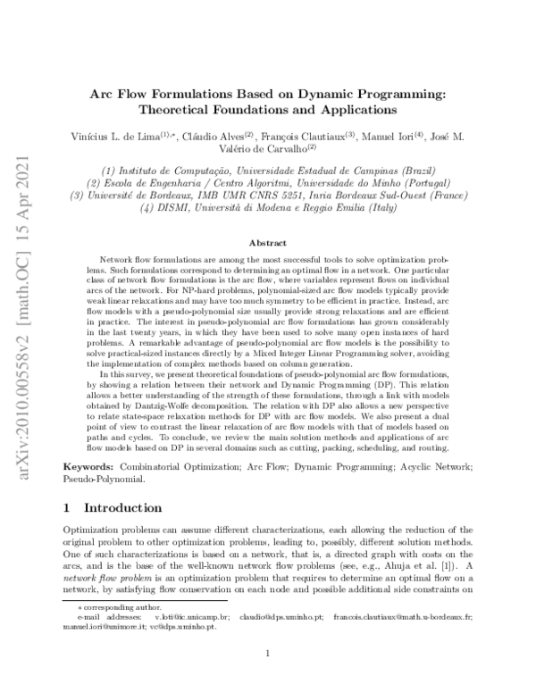 (PDF) Arc flow formulations based on dynamic programming: Theoretical ...