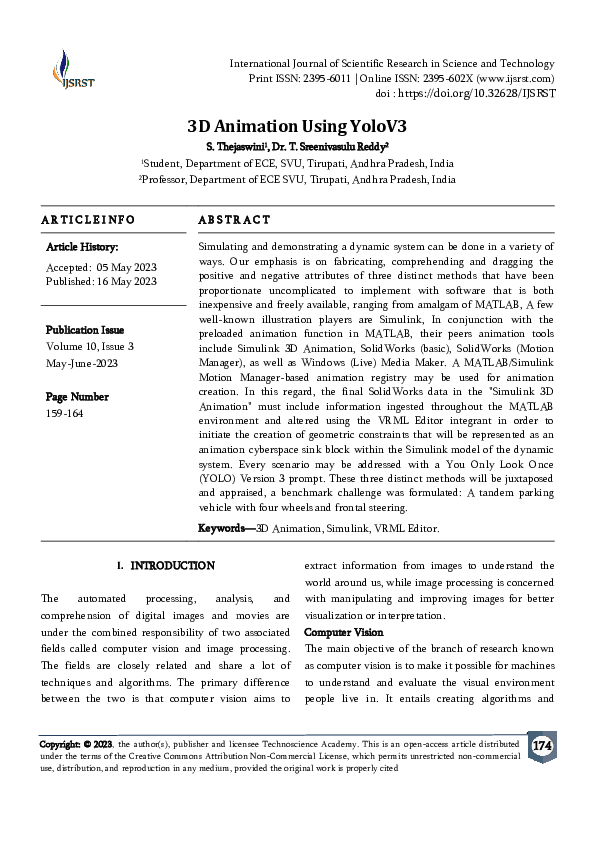 (PDF) 3D Animation Using YoloV3