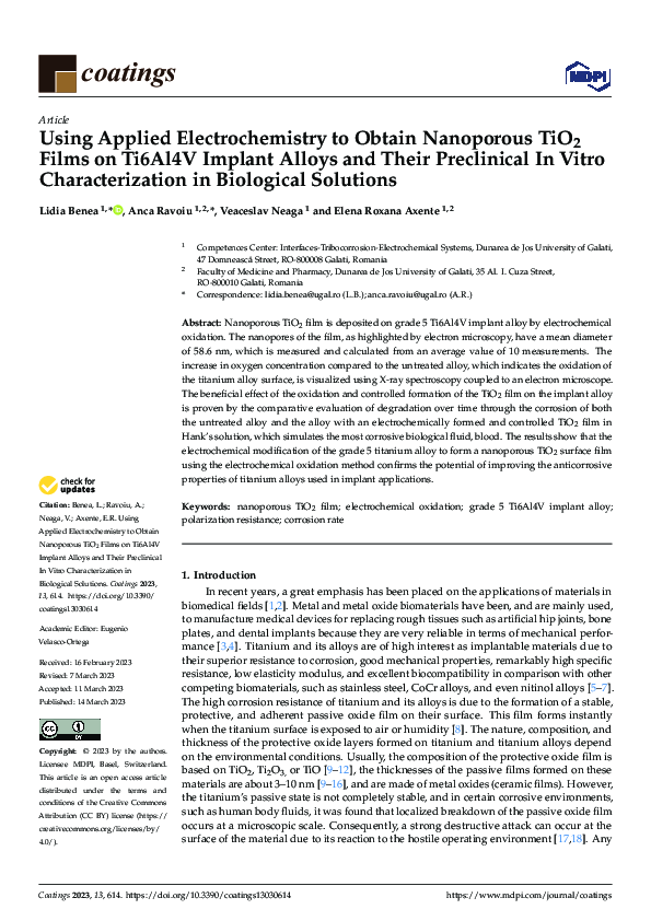 (PDF) Using Applied Electrochemistry to Obtain Nanoporous TiO2 Films on ...