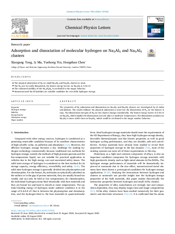 (PDF) Adsorption and dissociation of molecular hydrogen on Pt/CeO2 ...