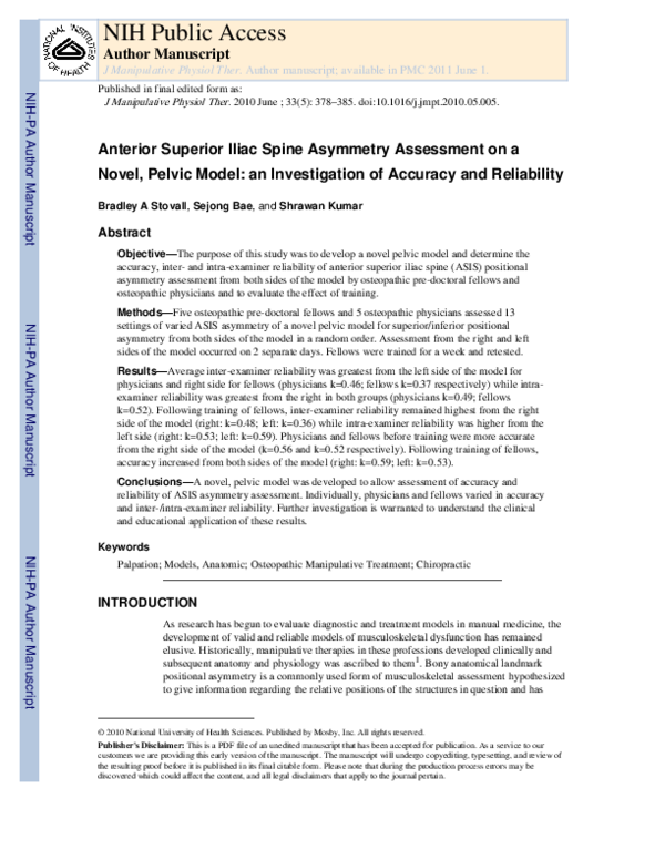 (PDF) Anterior Superior Iliac Spine Asymmetry Assessment on a Novel ...