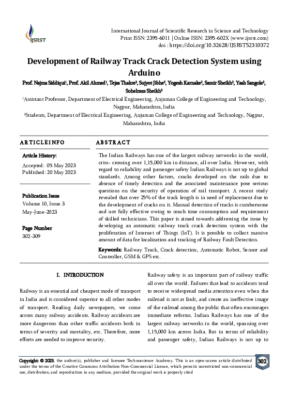 Pdf Development Of Railway Track Crack Detection System Using Arduino