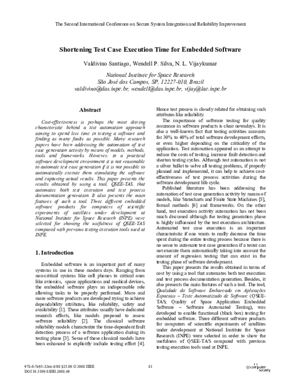 (PDF) Shortening Test Case Execution Time for Embedded Software ...