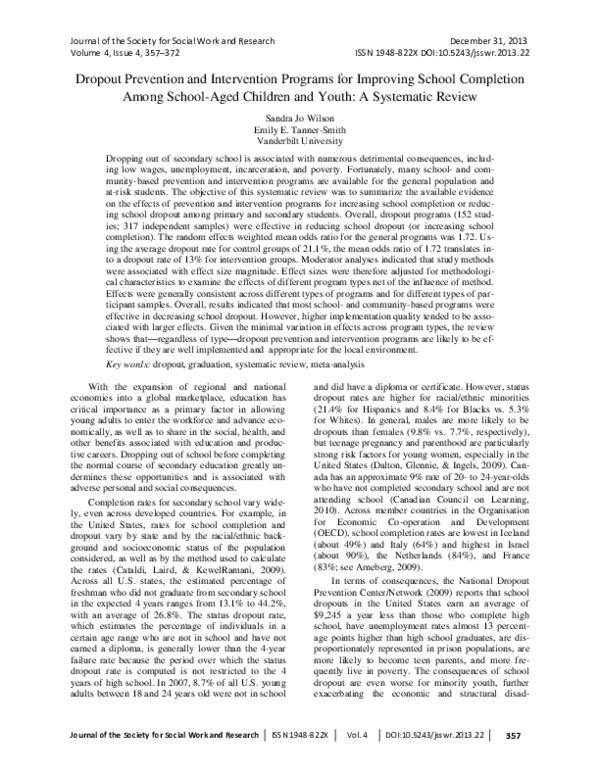 (PDF) Dropout Prevention and Intervention Programs for Improving School ...