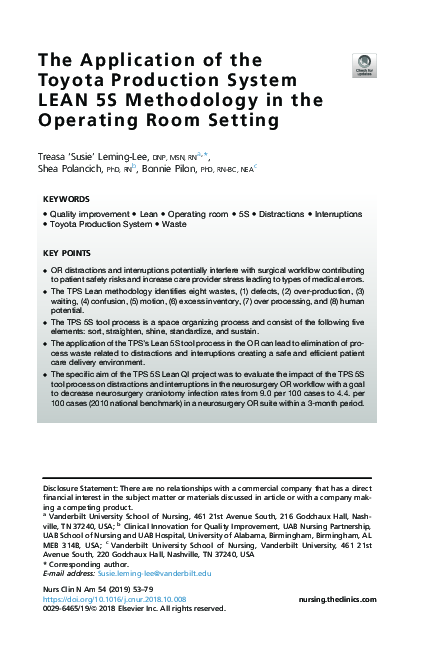 (PDF) The Application of the Toyota Production System LEAN 5S ...