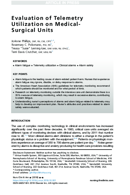 (PDF) Evaluation of Telemetry Utilization on Medical-Surgical Units
