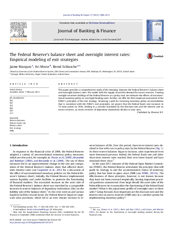 (PDF) The Federal Reserve’s balance sheet and overnight interest rates ...