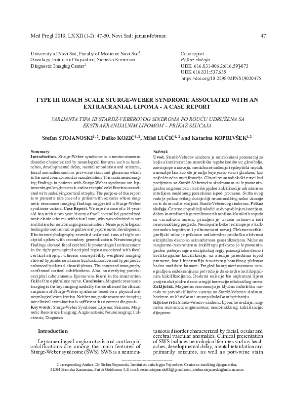 (PDF) Type III roach scale Sturge-Weber syndrome associated with an ...