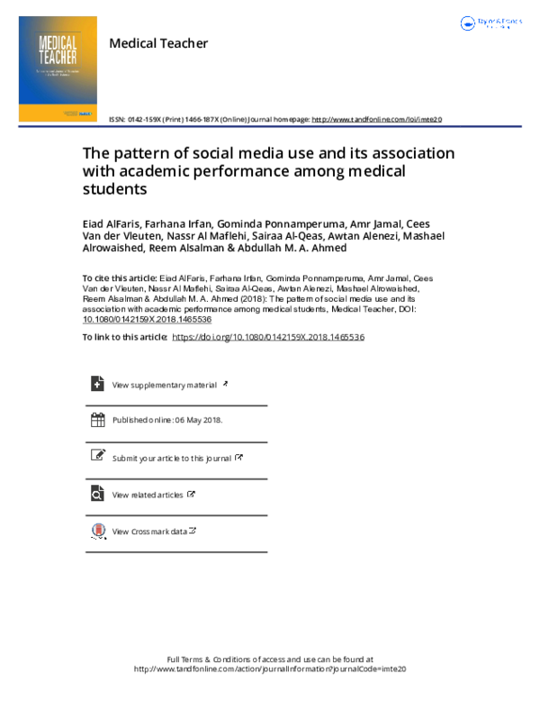 (PDF) The pattern of social media use and its association with academic ...