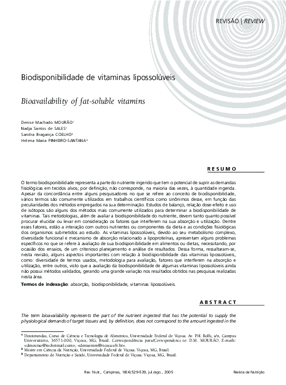 (PDF) Biodisponibilidade de vitaminas lipossolúveis