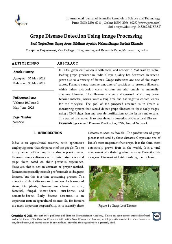 (PDF) Grape Disease Detection Using Image Processing