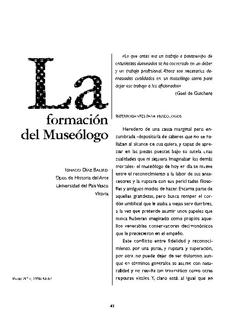 (PDF) La formación del museólogo