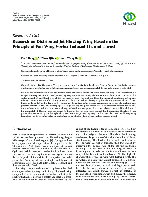 (PDF) Research on Distributed Jet Blowing Wing Based on the Principle ...
