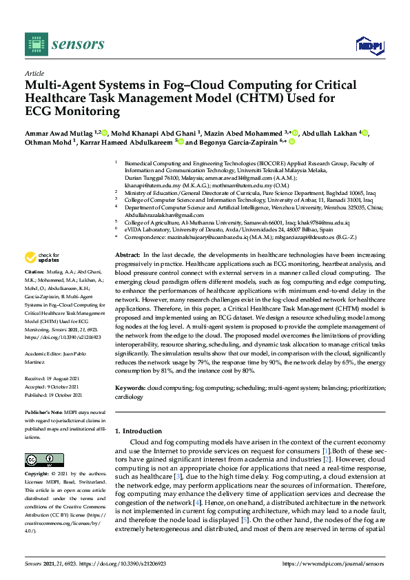 (PDF) Multi-Agent Systems in Fog–Cloud Computing for Critical Healthcare Task Management Model ...
