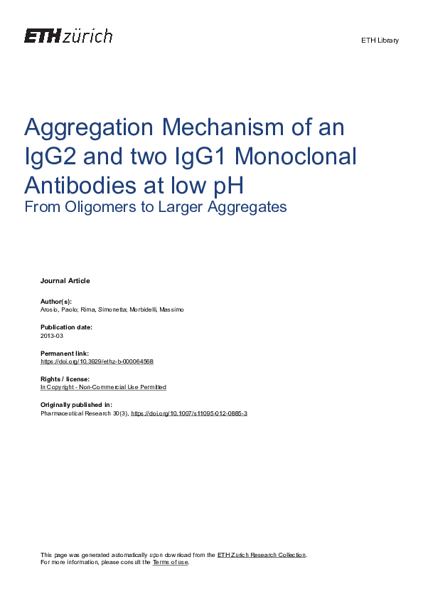 (PDF) Aggregation Mechanism of an IgG2 and two IgG1 Monoclonal ...