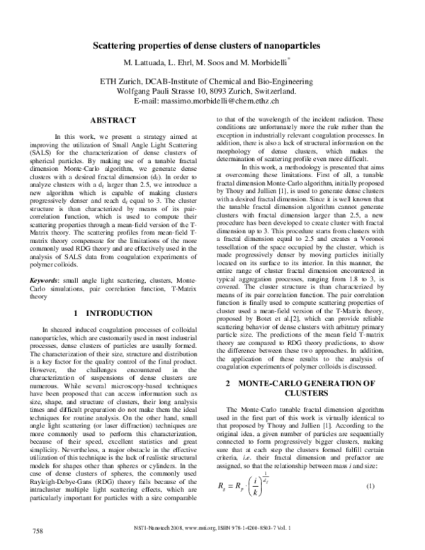 (PDF) Scattering properties of dense clusters of nanoparticles
