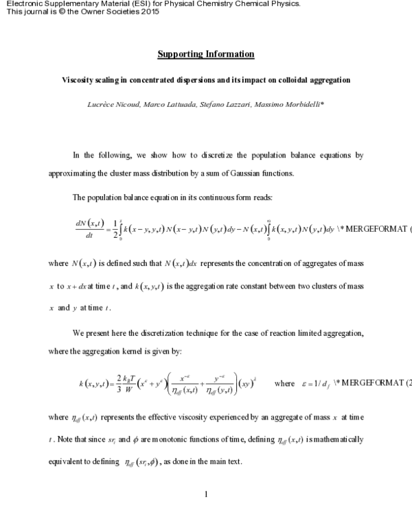 (PDF) Viscosity scaling in concentrated dispersions and its impact on colloidal aggregation