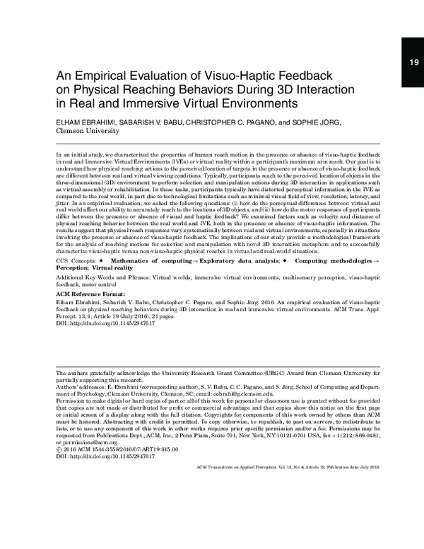 (PDF) An empirical evaluation of visuo-haptic feedback on physical ...