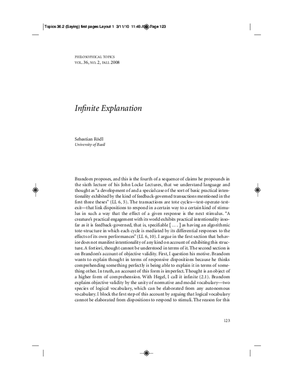 (PDF) Infinite Explanation