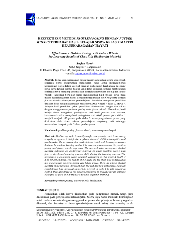(PDF) Keefektifan Metode Problem Posing Dengan Future Wheels Terhadap Hasil Belajar Siswa Kelas ...