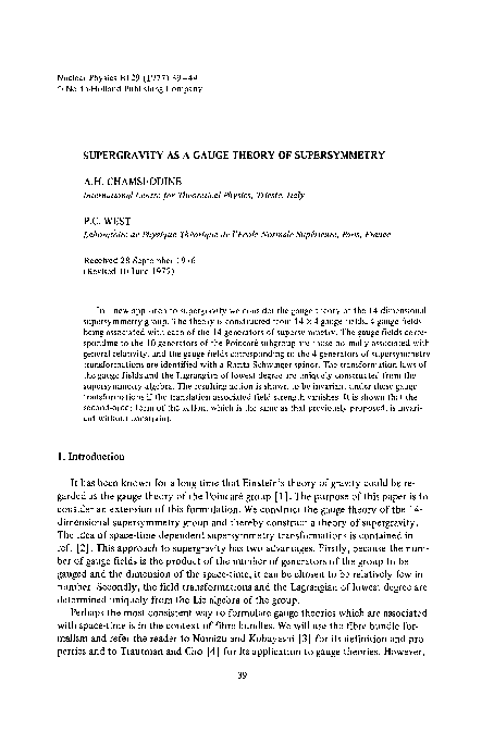 (PDF) Supergravity as a gauge theory of supersymmetry