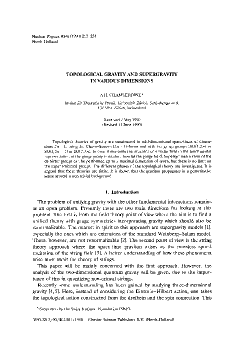 (PDF) Topological gravity and supergravity in various dimensions