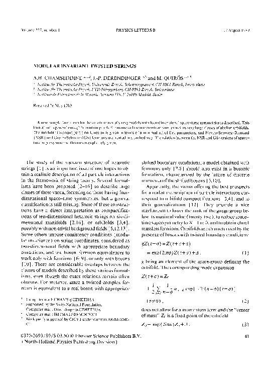 (PDF) Modular invariant twisted strings