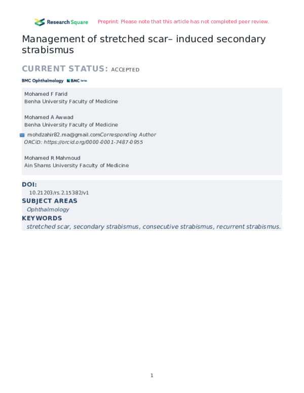 (PDF) Management of stretched scar– induced secondary strabismus ...