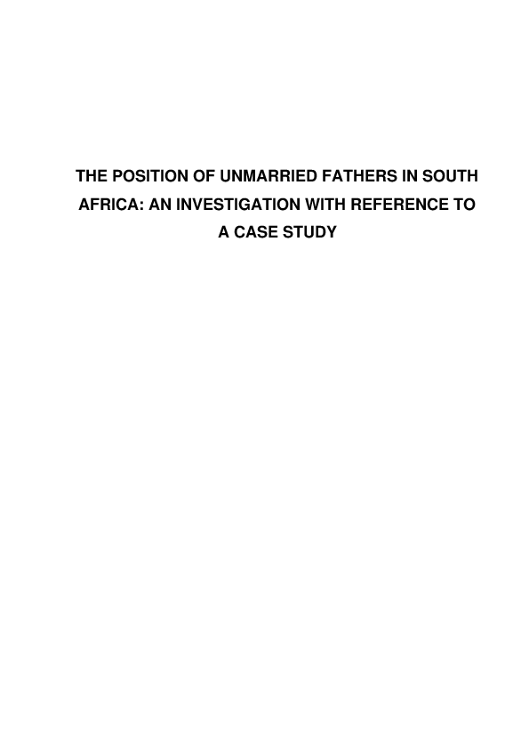 (PDF) The position of unmarried fathers in South Africa: an investigation with reference to a ...