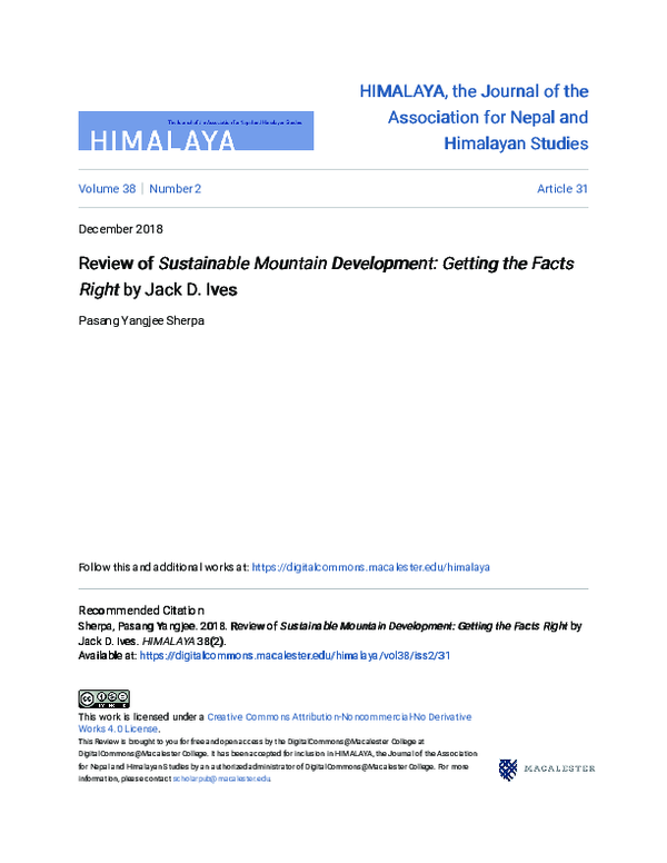 (PDF) Review of Sustainable Mountain Development: Getting the Facts ...