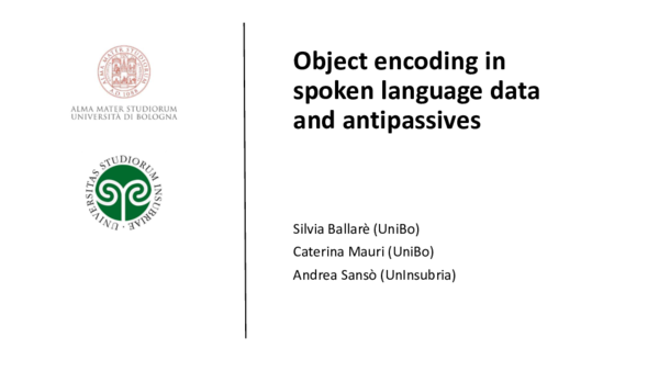 Pdf Object Encoding In Spoken Language Data And Antipassives