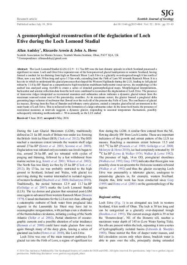 (PDF) A geomorphological reconstruction of the deglaciation of Loch ...