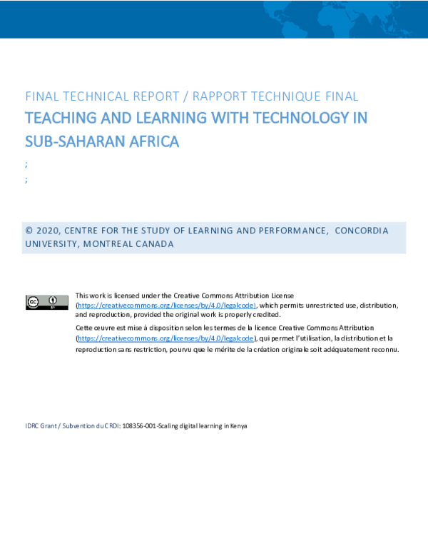 (PDF) Teaching and learning with technology in Sub-Saharan Africa