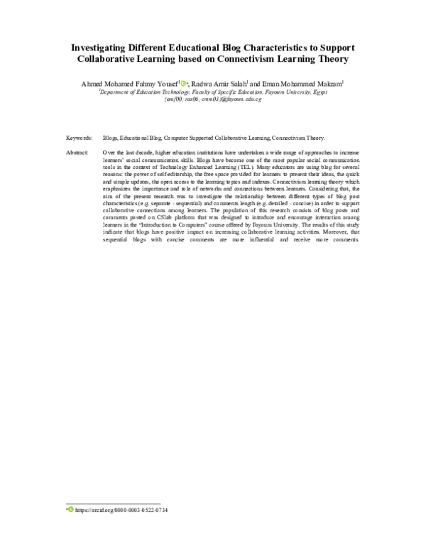 (PDF) Investigating Different Educational Blog Characteristics to Support Collaborative Learning ...