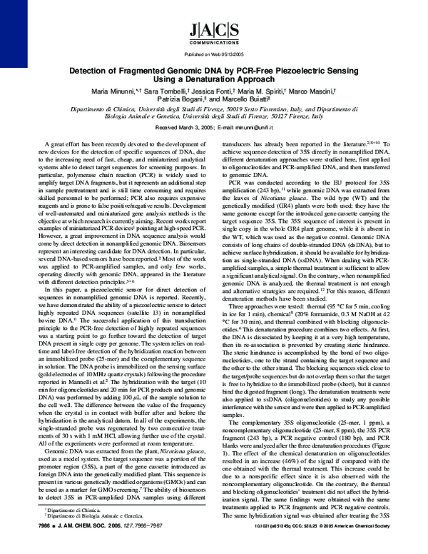 (PDF) Detection of Fragmented Genomic DNA by PCR-Free Piezoelectric Sensing Using a Denaturation ...