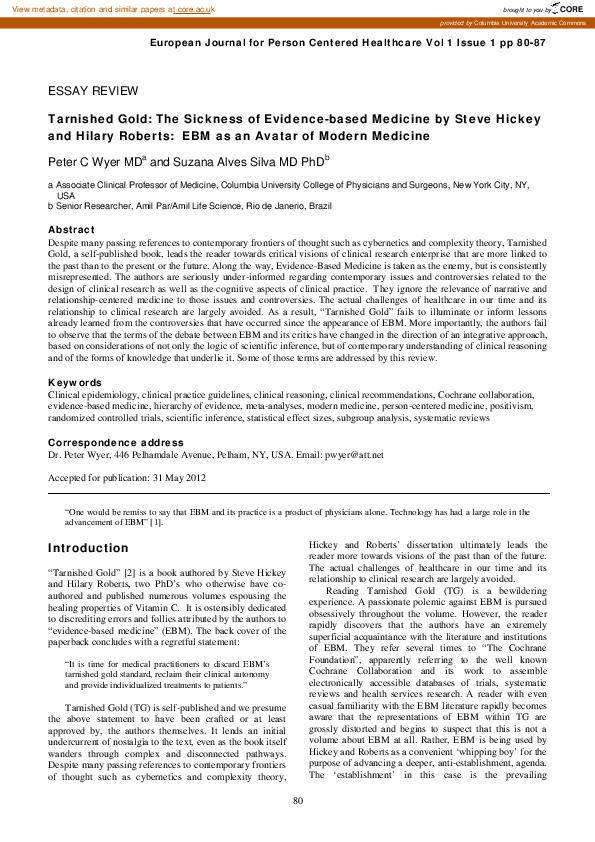 (PDF) Review of: Tarnished Gold: The Sickness of Evidence-based ...