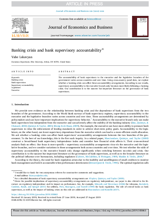 (PDF) Banking crisis and bank supervisory accountability
