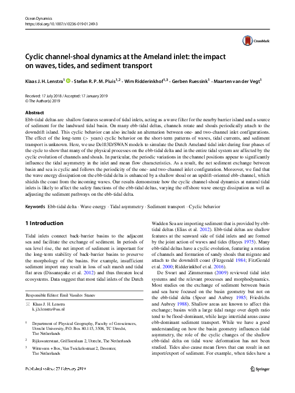 (PDF) Cyclic channel-shoal dynamics at the Ameland inlet: the impact on ...