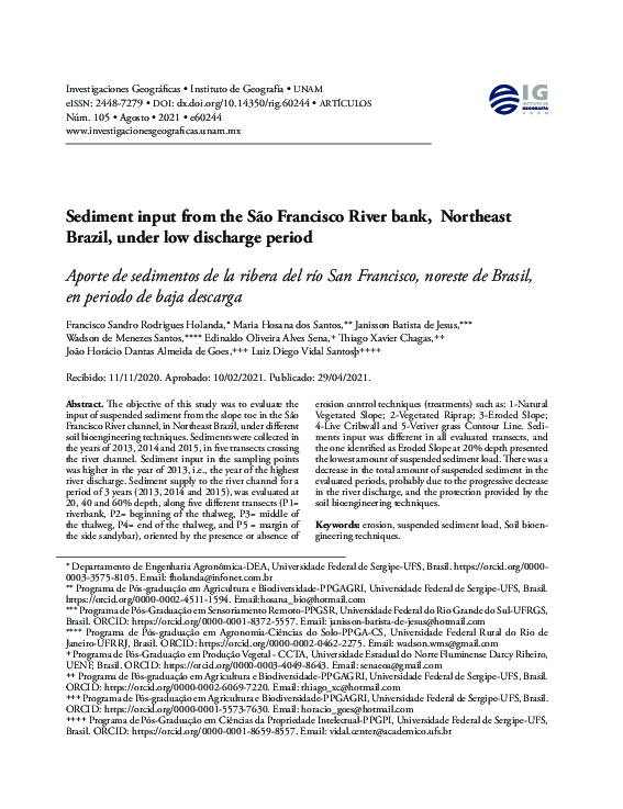 (PDF) Sediment input from the São Francisco River bank, Northeast ...