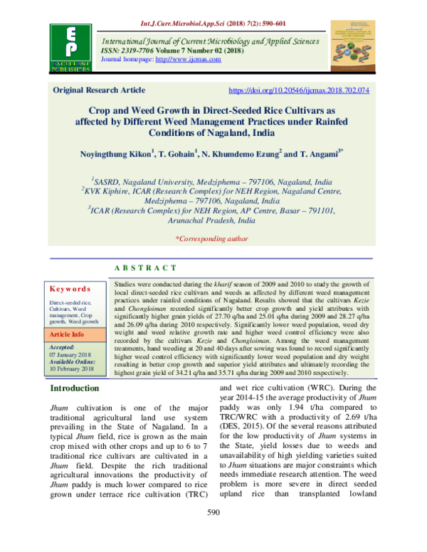 (PDF) Crop and Weed Growth in Direct-Seeded Rice Cultivars as affected ...