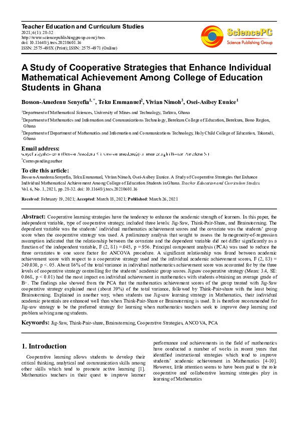 (PDF) A Study of Cooperative Strategies that Enhance Individual ... (PDF) A Study of Cooperative Strategies that Enhance Individual ...