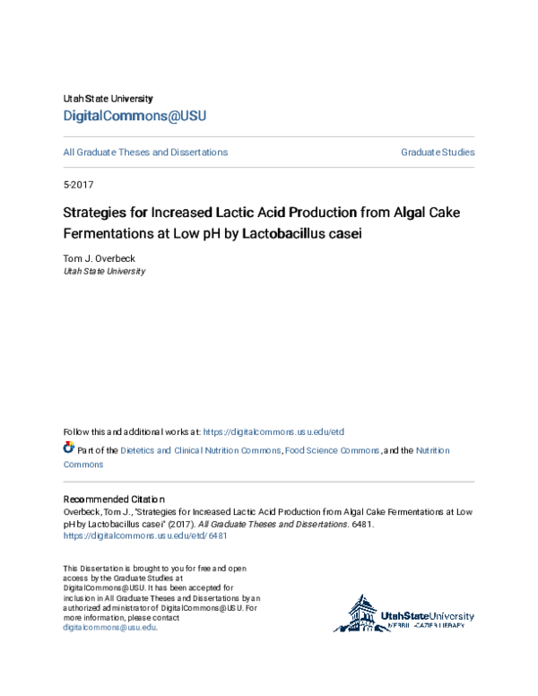 (PDF) Strategies for Increased Lactic Acid Production from Algal Cake ...