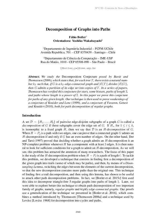 (PDF) Decomposition of Graphs into Paths