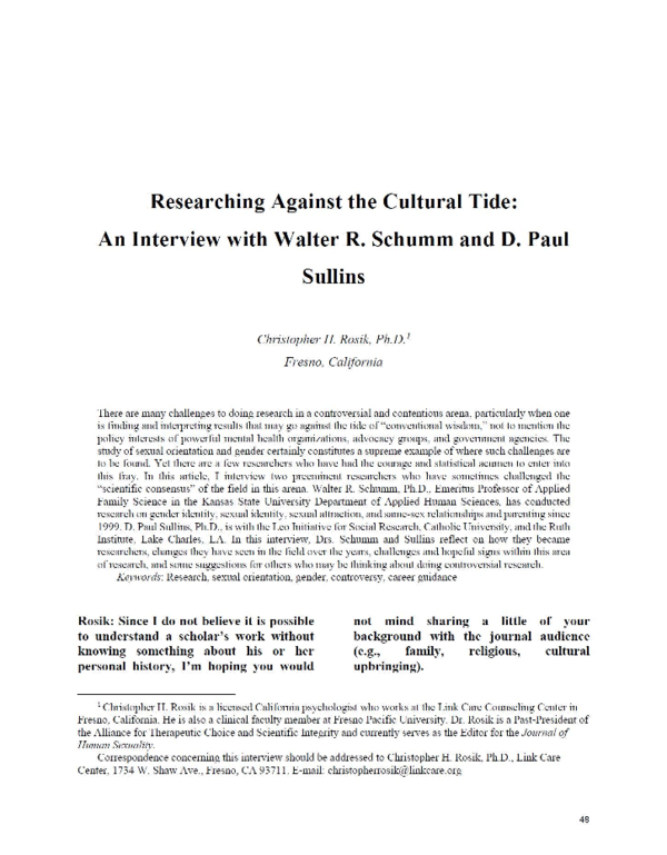 (PDF) Kültürel Gelgitlere Karşı Araştırma Yapmak: Walter R. Schumm ve D ...