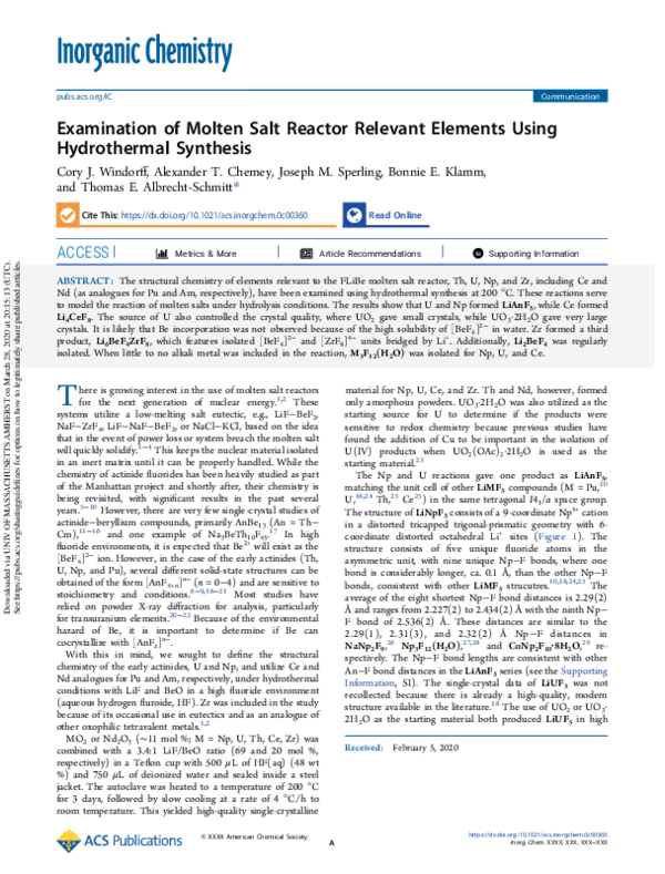 (PDF) Examination of Molten Salt Reactor Relevant Elements Using ...