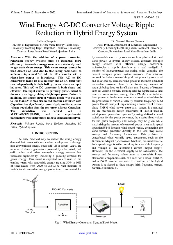 (PDF) Wind Energy AC-DC Converter Voltage Ripple Reduction in Hybrid ...