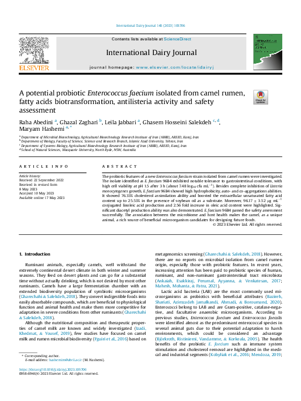 Pdf A Potential Probiotic Enterococcus Faecium Isolated From Camel 6427