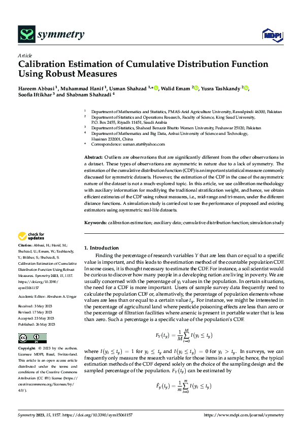 Pdf Calibration Estimation Of Cumulative Distribution Function Using