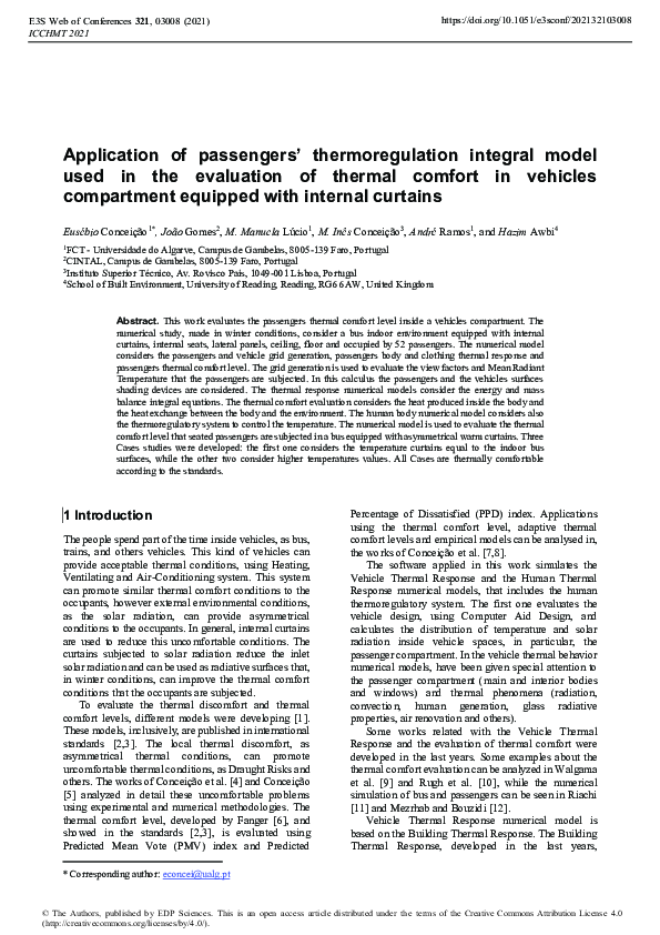 (PDF) Application of passengers’ thermoregulation integral model used ...
