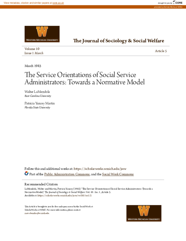 (PDF) The Service Orientations of Social Service Administrators ...